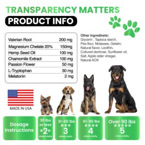 Hemp Calming Chews for Dogs - Dog Calming Chews - 170 Anxiety Relief Treats - Hemp Oil - Dog Calming Treats - Sleep Calming Aid - Advanced Calming Health Joint Support Supplement - Separation, Barking