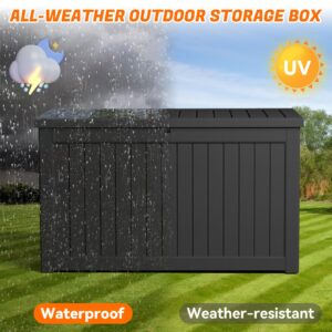 Kiivakii 230 Gallon Large Resin Deck Box, Indoor Outdoor Storage Boxes, Waterproof Storage Bin, Organization and Storage for Patio Furniture, Outdoor Cushions, Garden Tools & Pool Supplies, Lockable