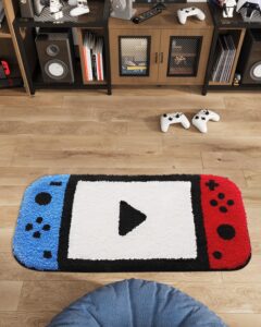 lumi fun glove floor mat - playful glove design, non-slip backing, durable and easy to clean, ideal for living room, bedroom, nursery and playroom decor, 16"x32", game console