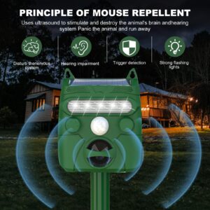 Upgraded Solar Animal Repellent,Cat Repellent Device,Deer Repellent,IP66 Waterproof Squirrel Repeller with Motion Sensor,Sound and LED Flashing,Repellent for Dog Bird Rabbit-Q548