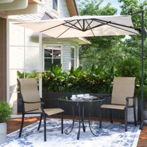 VONZOY Outdoor Patio Dining Chairs Set of 4, High Back Patio Chairs, All-Weather Textilene Outdoor Seating with Armrests for Lawn, Porch and Backyard (Brown)