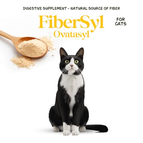 FiberSyl Ovatasyl Prebiotics for Cats Digestive Health - Cat Fiber Supplements for Constipation Relief & Support - Psyllium Husk Seed for Cat' Digestion Problems - Cat Stool Hardener - 60 Capsules