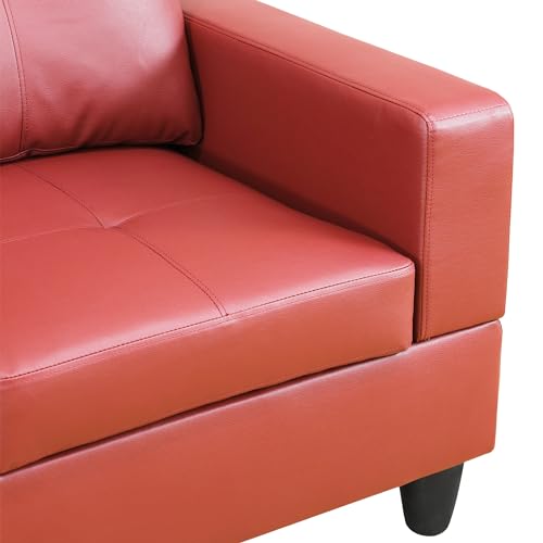 103" W Sectional Couches for Living Room, Faux Leather Couch with Storage Ottoman, Leather Sofa Brown Couches, Modular Sectional Sofa,Modular Sectional Couch for Living Room Furniture Sets, Red