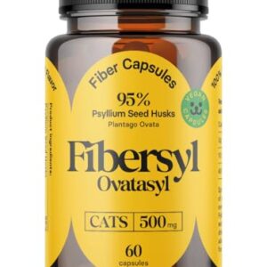 FiberSyl Ovatasyl Prebiotics for Cats Digestive Health - Cat Fiber Supplements for Constipation Relief & Support - Psyllium Husk Seed for Cat' Digestion Problems - Cat Stool Hardener - 60 Capsules