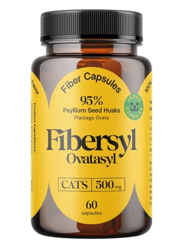 FiberSyl Ovatasyl Prebiotics for Cats Digestive Health - Cat Fiber Supplements for Constipation Relief & Support - Psyllium Husk Seed for Cat' Digestion Problems - Cat Stool Hardener - 60 Capsules