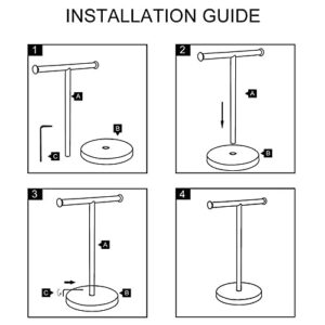 Generic Bathroom Shelves Towel Rail Movable Free-Standing Hand Towel Holder, Standing Tree Rack, 304 Stainless Steel Black Bath Towel Stand Bathroom Towel Hanger Rack for Bathroom Kitchen (Color : B