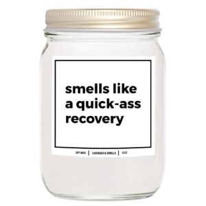 younique designs get well soon candle 8oz, get well candles, post surgery gifts, get well candle for women, men, recovery after surgery gifts, funny surgery recovery gift (lavender & vanilla)