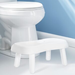 Toilet Stool Squat Adult, Poop Stool for Bathroom with Non-Slip Design, Adjustable Height from 6.7 to 9 inches, White