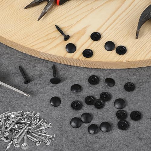 300Pcs Screw Covers Caps,Self Tapping Plastic Screw Caps,Snap-on Caps for Cross Screw Decorative Caps,Black (Without Screws)