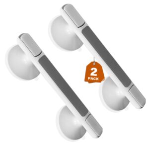 grab bars for bathtubs and showers, 2 pack suction grab bars handle, heavy duty shower handle removable, safety bars for shower chair, bathroom, shower handrails for seniors and elderly, 12 inch white