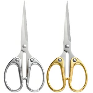 premium 4.72-inch all stainless steel office scissors, ultra-sharp multi-purpose shears for fabric, crafts, and general use, gold and silver