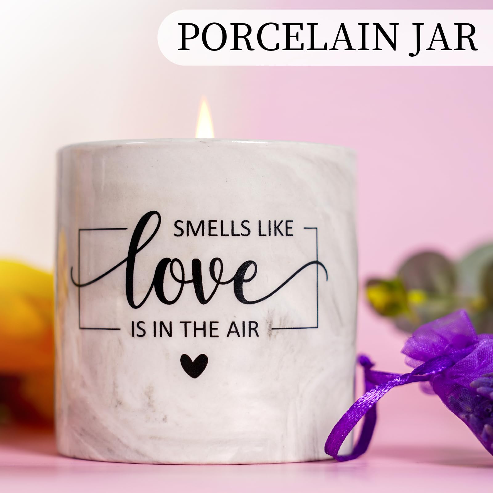 Love is in The Air Candle Anniversary Wedding Bridal Shower Engagement Valentines Day Gifts for Couple Housewarming Gifts Birthday Christmas Gifts for Friends Lavender Candle 6 Oz