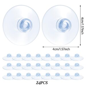 24Pcs Small Suction Cups,Glass Suction Cups 1.6Inch Clear PVC Rubber Window Suction Cups without Hooks,for Home Kitchen and Bathroom Windows Glass Doors