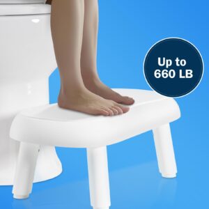 Toilet Stool Squat Adult, Poop Stool for Bathroom with Non-Slip Design, Adjustable Height from 6.7 to 9 inches, White