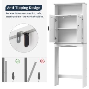 Baztin Over The Toilet Storage Cabinet, Over Toilet Storage Bathroom Organizer with Inner Adjustable Shelf and Top Open Storage Above The Toilet Storage Cabinet Behind Toilet Bathroom Cabinet, White