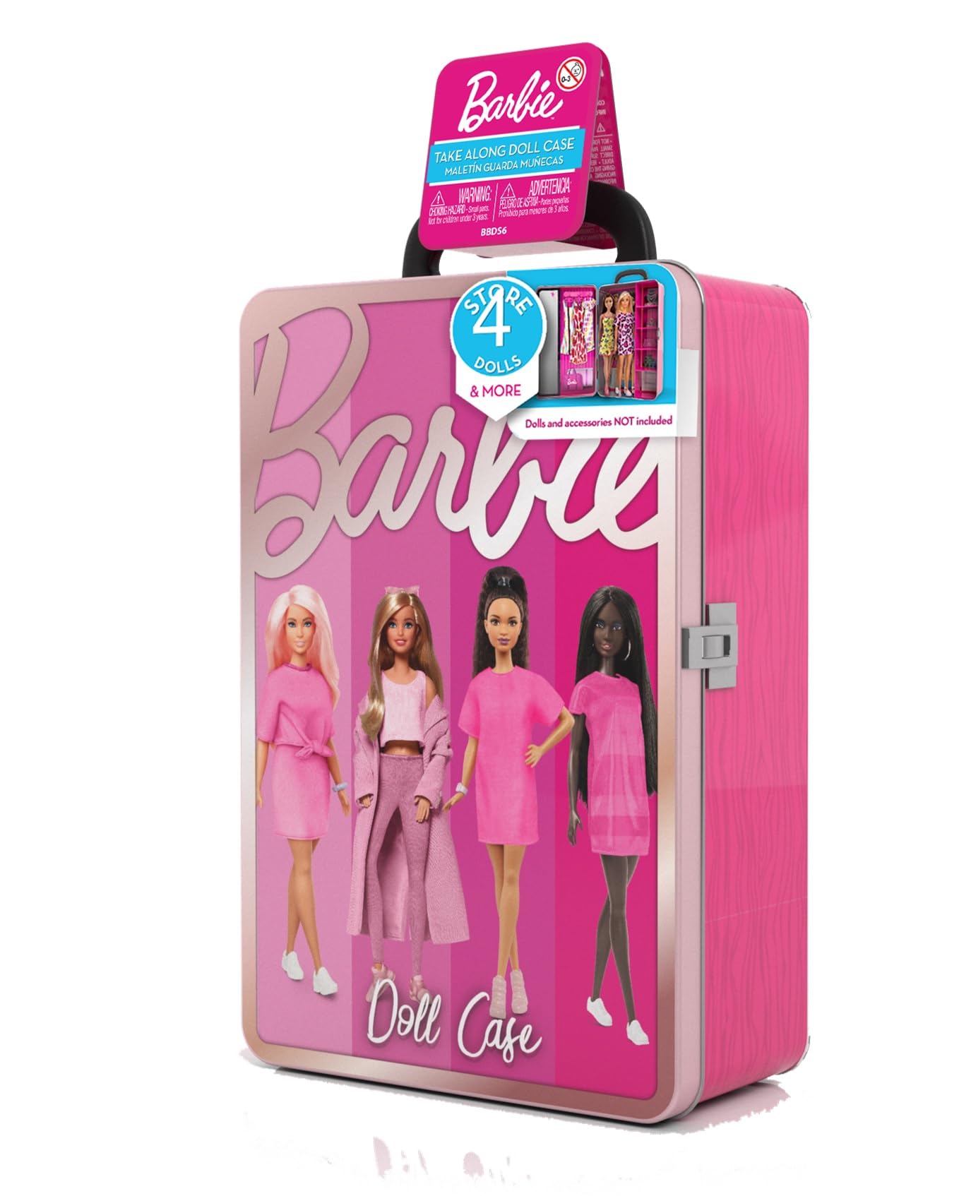 Barbie Metal Toy Storage Case Store it All - Compatible with other Dolls, for Kids Girls Ages 3 and Up, BBDS6