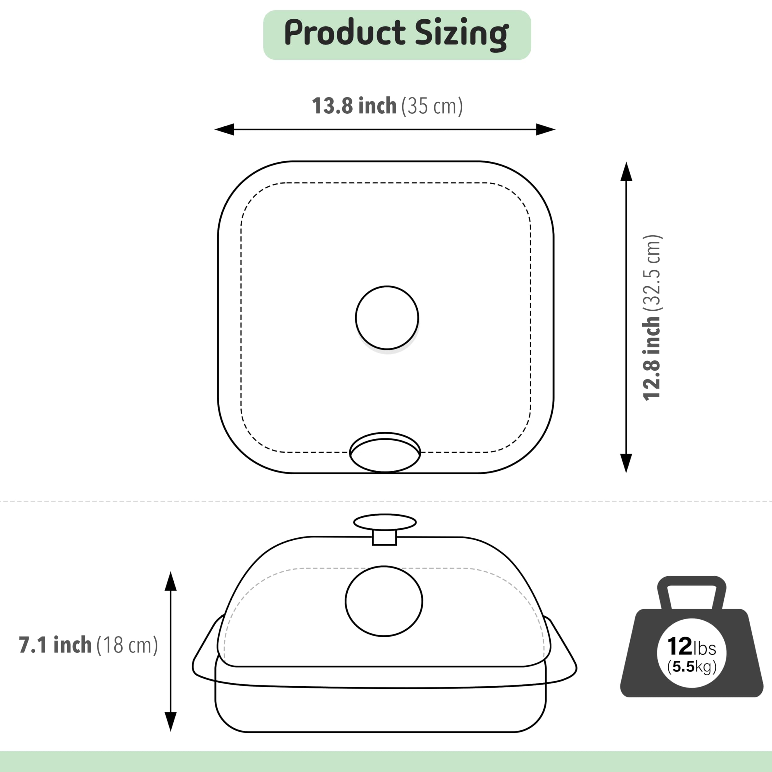 LoafNest inTune Precision Baker : 9 qt (4+5) Multipurpose Baking Dish and Cloche with Built in Oven Thermometer and Water Tray