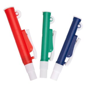 etallwit pipette pumps, set of 3 lab handheld pumps: 2ml blue, 10ml green, 25ml red, fit glass or plastic pipettes 3pcs