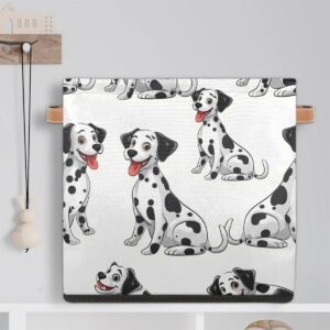 Piolysio Dalmatian Dogs 13 Inch Storage Cube Bins Fabric Storage Bin with Leather Handles Foldable Storage Organizer Baskets for Closet, Living Room, Shelves, Bedroom