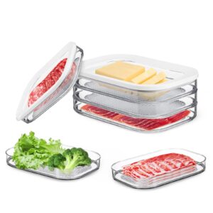 neejum deli meat container for fridge, stackable bacon cheese container for refrigerator, food storage boxes with lid for cold cuts, lunch meat, salami, meal prep containers, bpa free, 3pcs