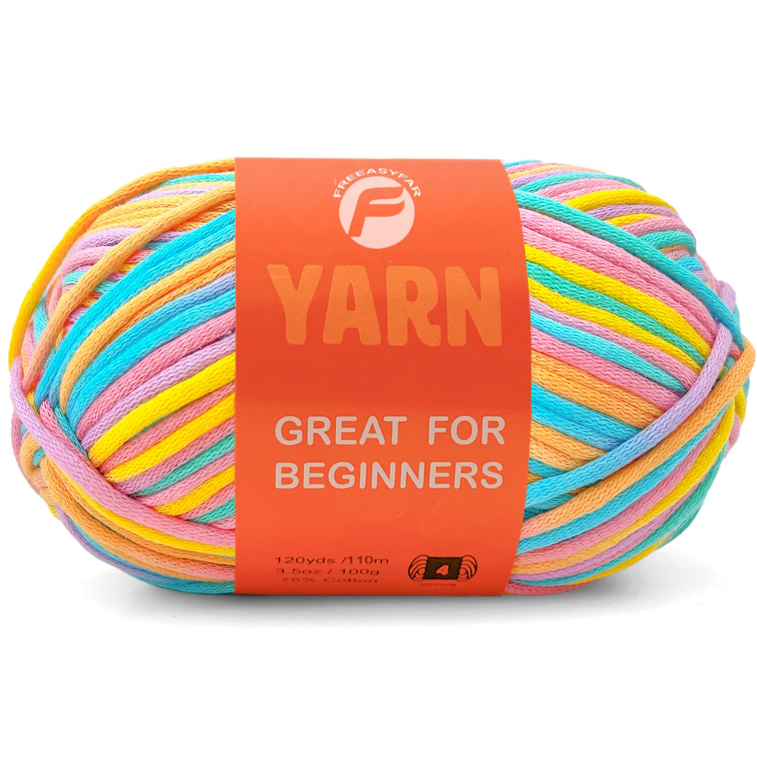 FREEASYFAR 3.5Oz/120yds Beginner Easy Yarn, Crochet & Knitting Yarn for Beginners with Easy-to-See Stitches, Worsted-Weight Medium #4;Cotton Blend Yarn for Amigurumi DIY(Coral,1 Skein)