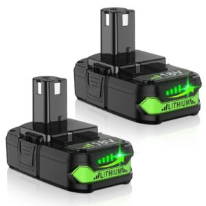 upgraded model 2pack 3800mah replacement for ryobi 18v battery lithium compatible with ryobi 18 volt battery one+ plus p102 p103 p104 p105 p107 p108 p109 cordless power tools