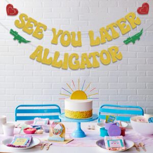 KEWUFD See You Later Alligator Banner, I'm Retired Ask Someone Else Funny Decoration Supplies for Goodbye/Retirement/Farwell/Graduation Party Gold Glitter