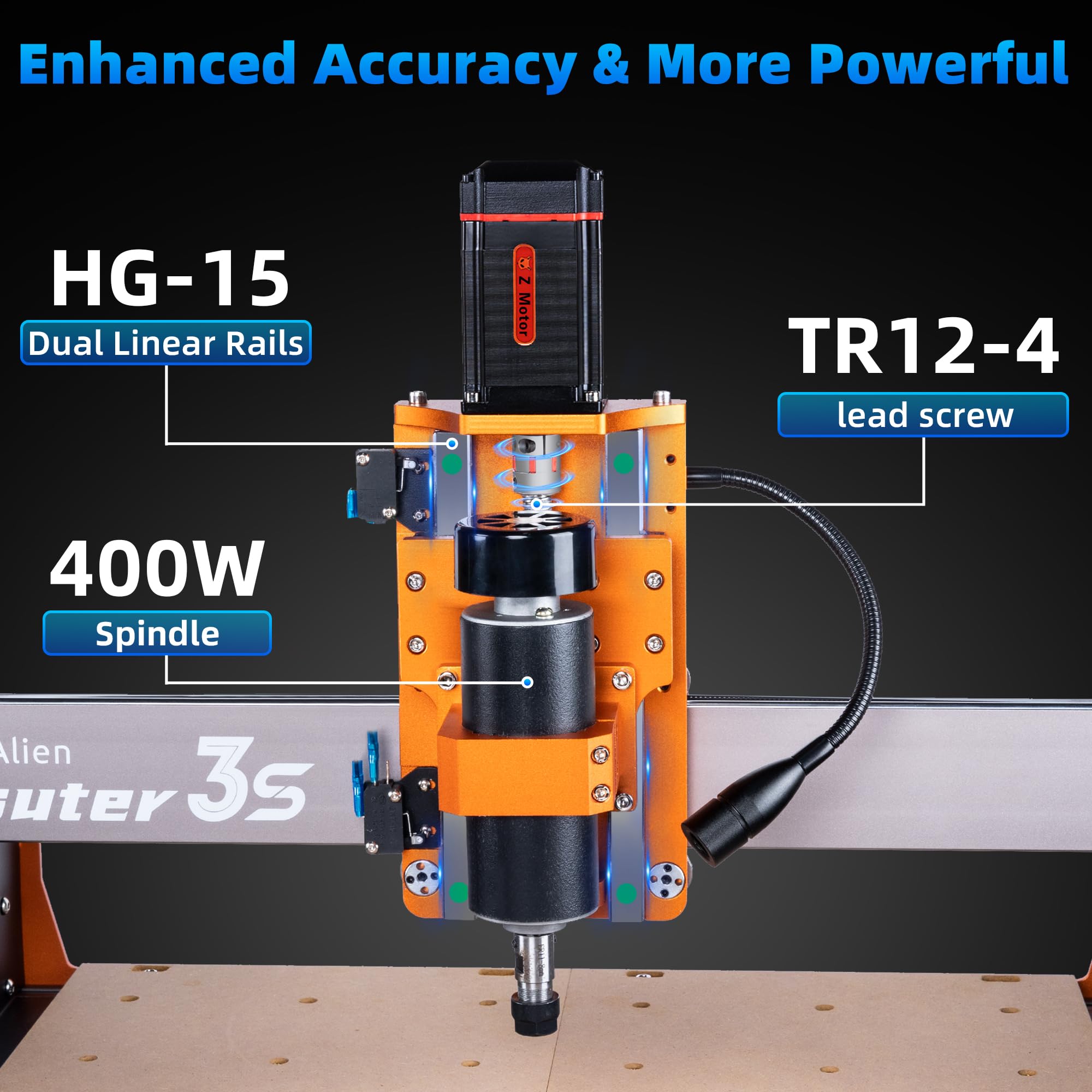 FoxAlien Masuter 3S CNC Router Machine with NEMA 23 Closed-Loop Stepper Motor, 400W Spindle 3 Axis Engraving Milling Machine for Wood Acrylic Aluminum Carving Cutting