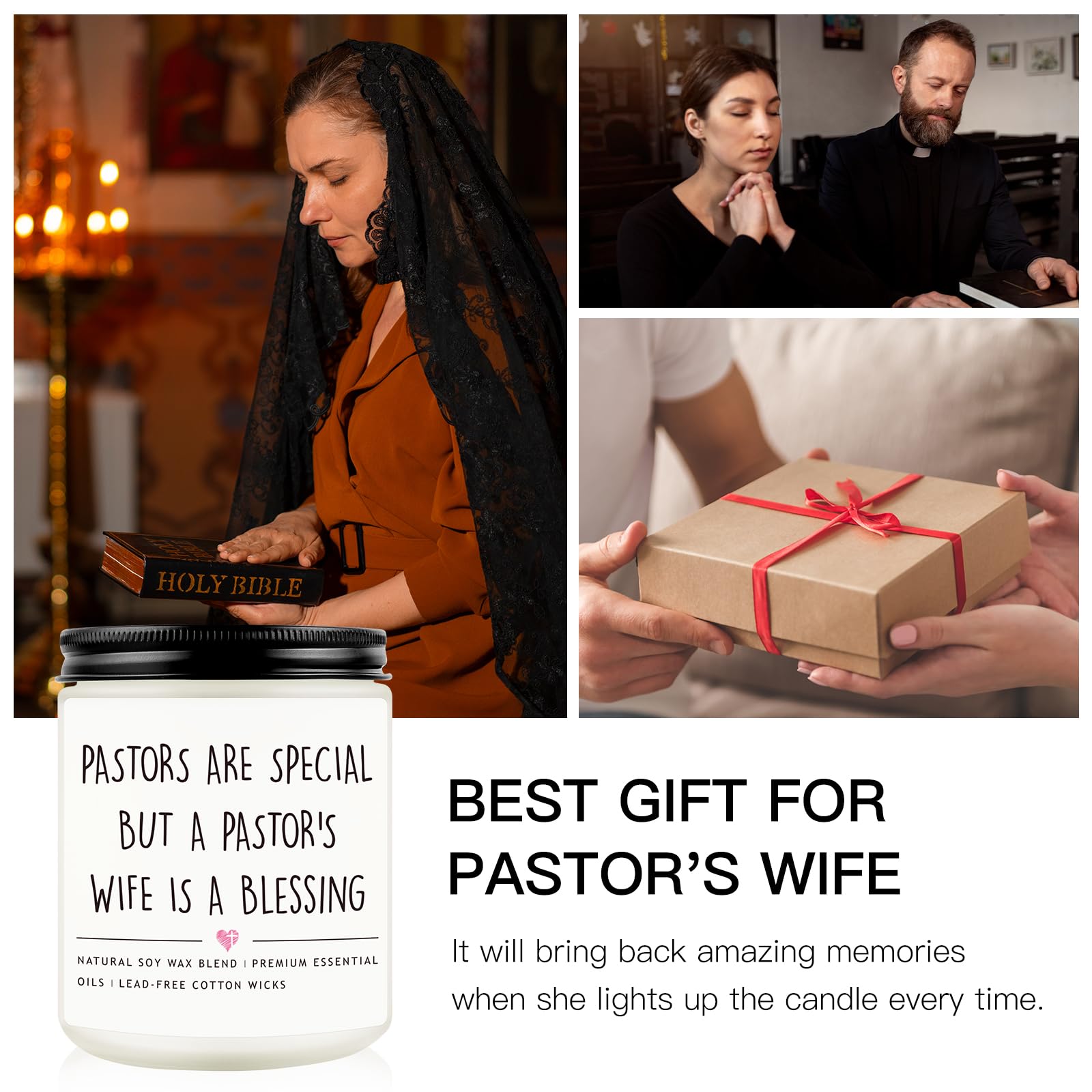 Pastor's Wife Appreciation Gifts for Women, Gifts for Pastors Wife, Unique Christmas Christian Birthday Gift for Preacher's Wife, Thank You Gift for Priest's Wife, Candle Gifts for Minister's Wife