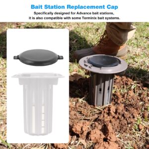 JIOTAR Termi-te Bait Station Replacement Cap/Lid for Advance Termi-te Monitoring Station, Black - 4 Pack