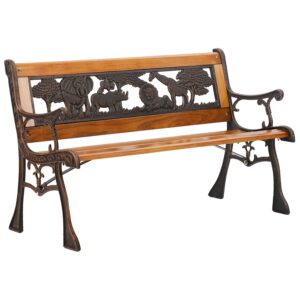 dopinmin outdoor patio benches garden bench patio bench deck hardwood cast iron love 2-seat porch bnech chair