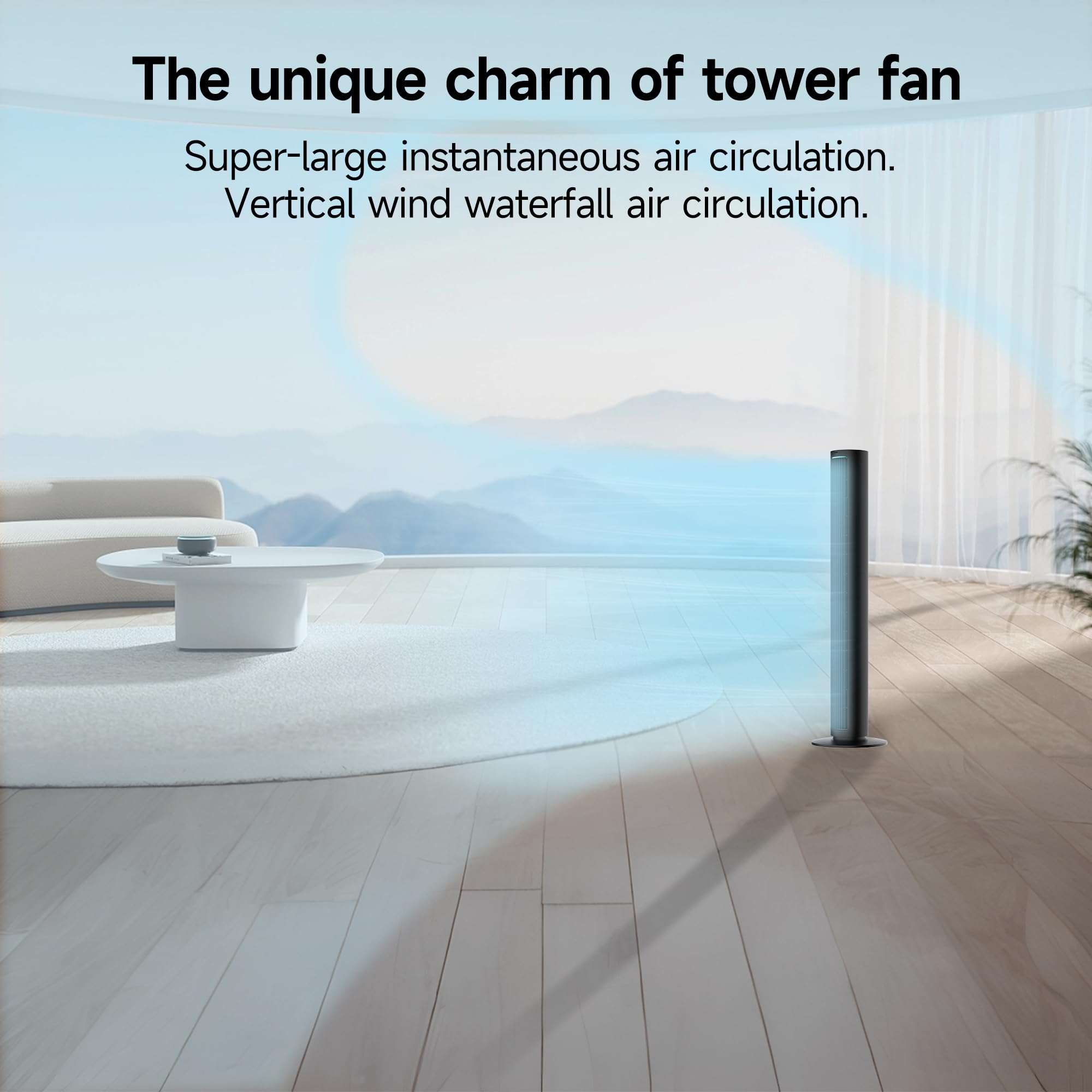 Industrial fan Bedroom Tower Fan, 40 Inch Bladeless Fan, 80 ° Oscillating Fan, Silent Floor Fan With Remote Control Led, 4-Speed Multiple Modes, 7h Timer, Large Air Outlet, Vertical Fan For Home