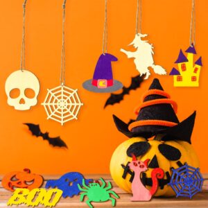 MGparty 60PCS Halloween Crafts for Kids DIY Wooden Slices Crafts Unfinished Predrilled Natural Wood for Kids Halloween Party Favors Halloween Hanging Decorations Gifts