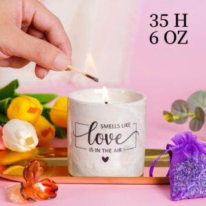 Love is in The Air Candle Anniversary Wedding Bridal Shower Engagement Valentines Day Gifts for Couple Housewarming Gifts Birthday Christmas Gifts for Friends Lavender Candle 6 Oz