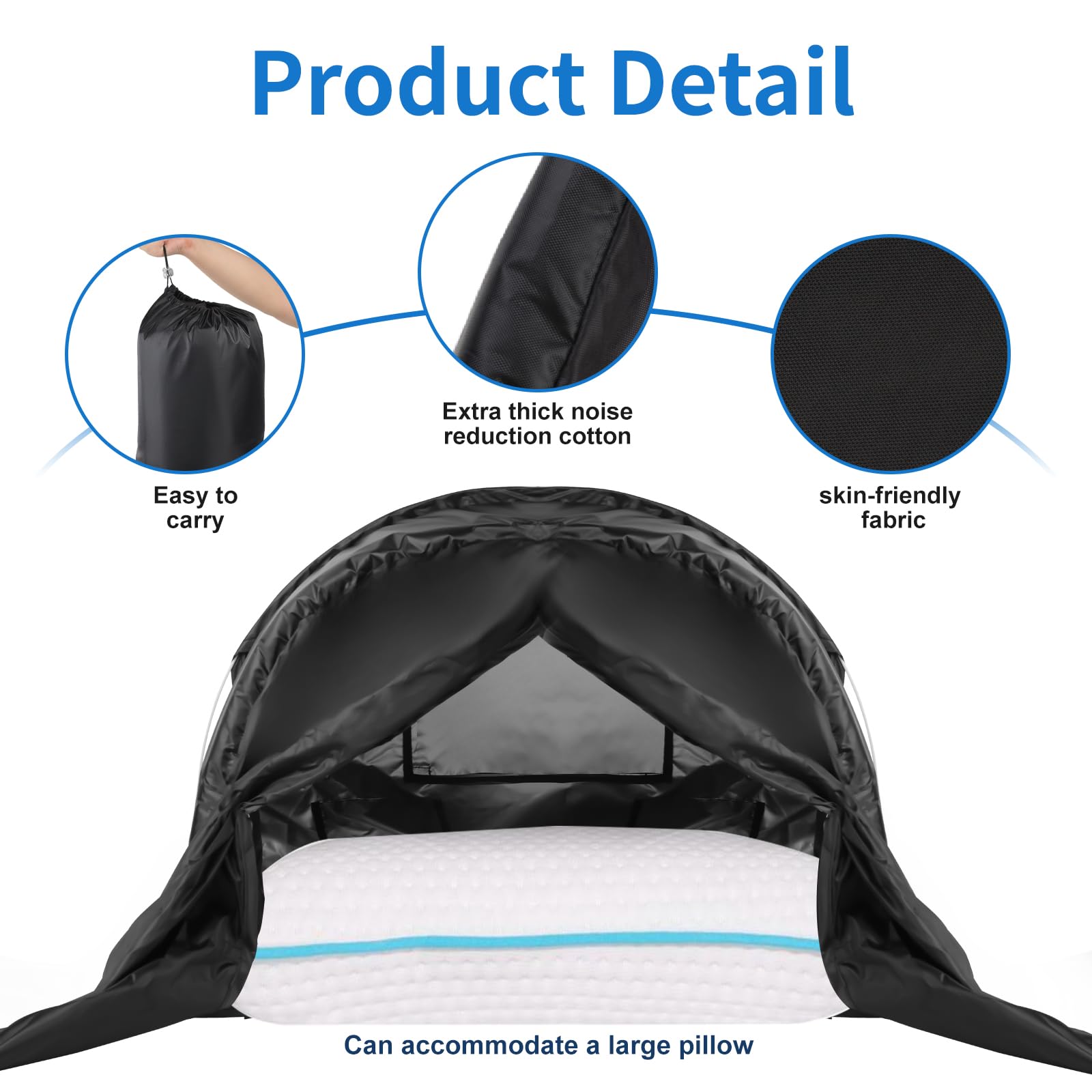 Indoor Blackout Noise Reduction Tent for Restful Sleep Portable Solution for Light Blocking and Noise Reduction Earplugs and Earmuffs Alternatives Sleep Improvement