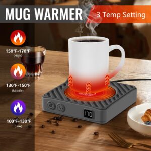 Mug Warmer,3 Temp Settings Coffee Mug Warmer,Auto On/Off Coffee Warmer with Gravity Sensor,6 Timer Auto Off Cup Warmer,Mug Warmer for Desk Suits Kinds of Mugs,Splash-Proof Coffee Cup Warmer