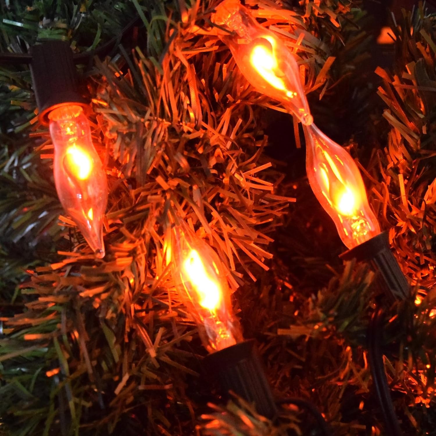 Agaphoton Christmas Flicker Flame Light Bulbs, Crystal Clear Flame Tip Candelabra Bulbs, Flickering Replacement Bulbs Dances with Orange Flame, 120 Volt, 1 Watt, E12 Candelabra Base, 12 Pack