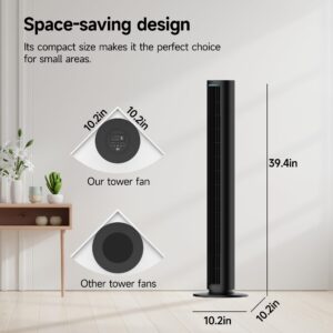 Industrial fan Bedroom Tower Fan, 40 Inch Bladeless Fan, 80 ° Oscillating Fan, Silent Floor Fan With Remote Control Led, 4-Speed Multiple Modes, 7h Timer, Large Air Outlet, Vertical Fan For Home