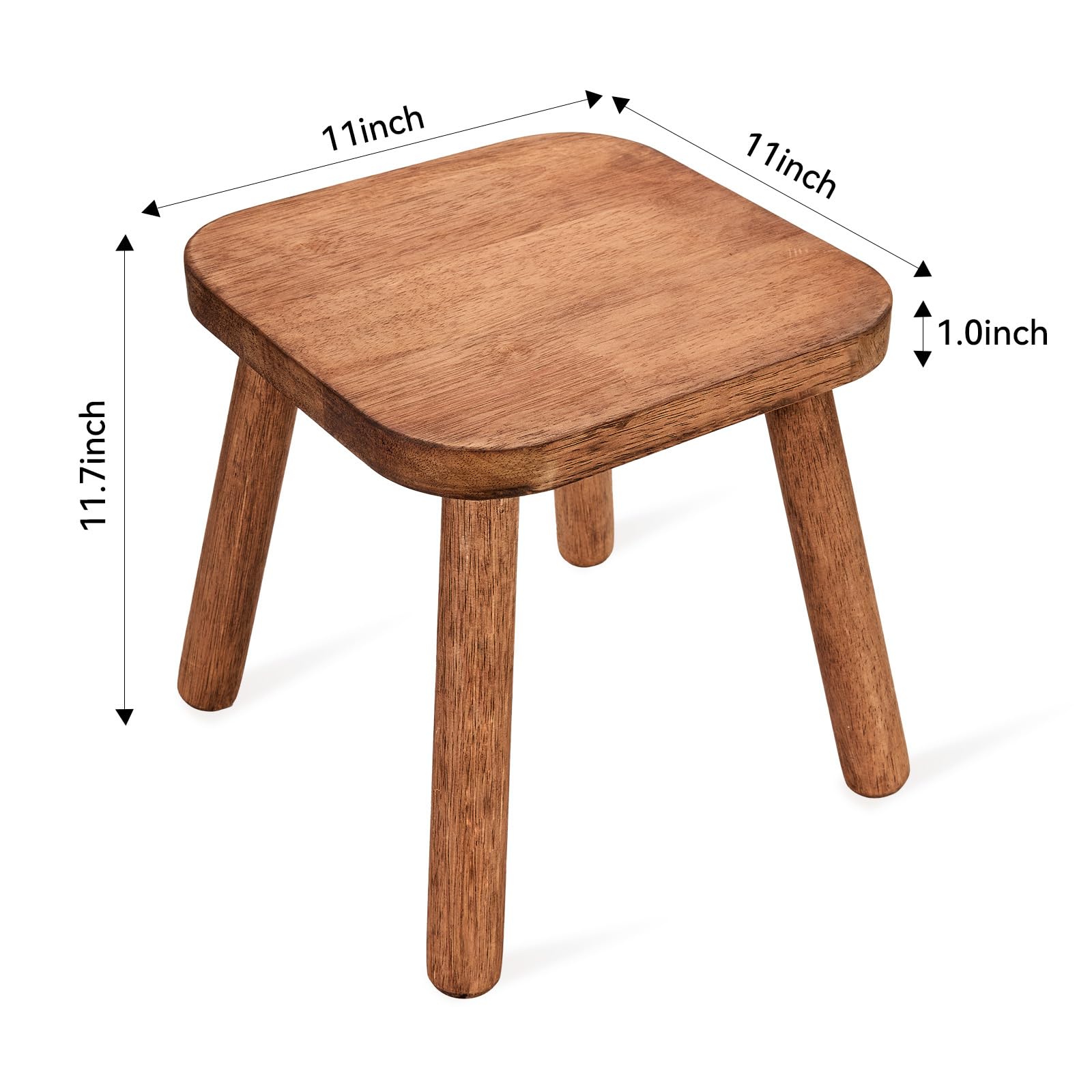 JUJIAFU Solid Wooden Stool for Kids 11.7'' Wooden Step Stool for Adults Square Stool Wood Plant Stand Stool Wood Stool Legs Detachable for Kitchen Bathroom Living Room