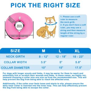 infisu Inflatable Dog Cone Collar (M Size), Soft Blow-up Protective Recovery Dog Collar, Pet Donut Cone Collar, Comfy E-Collar After Surgery for Medium Dog to Prevent Biting Scratching, Pink