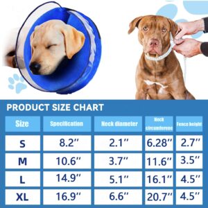 Dog Cone Collar After Surgery,Inflatable Soft Dog Cone for Large Medium Small Dog,Adjustable Breathable Inflatable Dog Cone Collar,Protect Pets from Licking Wounds,Soft and Comfortable,Blue(XL)