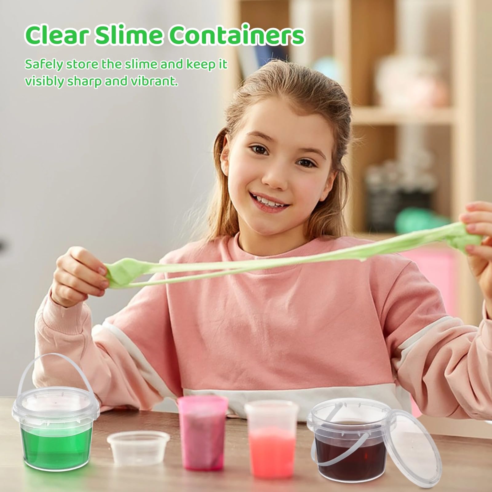 30 Pcs Containers for Slime - 17oz Empty Clear Bucket with Lids & Handles, Clear Slime Containers with Lids, Small Storage Cases for DIY Slime Making, Candy, Beads, Art Crafts, Part Material