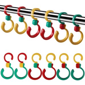 nokiils 12 pack plastic s hooks for hanging, rotatable heavy duty s shaped hooks, foldable plastic hook for hanging clothes plants (multicolor)