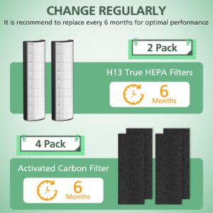 2-in-1 True HEPA Replacement Filter Compatible with Pure Enrichment PureZone Elite 4-in-1 Air Purifier (PEAIRTWR), Carbon Activated Pre-filter + True HEPA Air Filter, 2 Pack