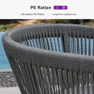 PURPLE LEAF Counter Height Bar Stools Set of 2 Rattan Bar Stools with Cushions Outdoor Bar Chairs for Outdoor or Indoor Kitchen Backyard Poolside Patio Grey