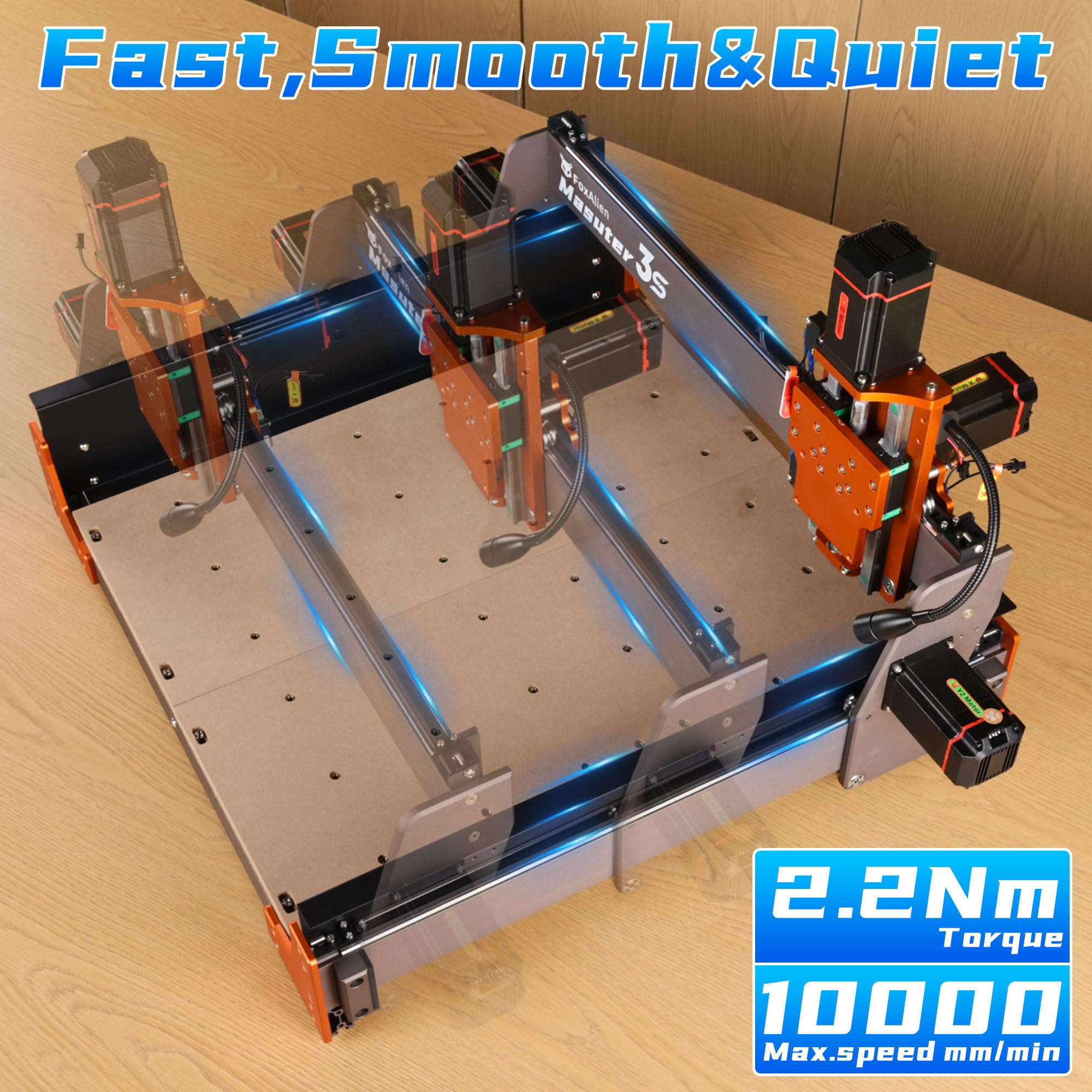 FoxAlien Masuter 3S CNC Router Machine with NEMA 23 Closed-Loop Stepper Motor, 400W Spindle 3 Axis Engraving Milling Machine for Wood Acrylic Aluminum Carving Cutting