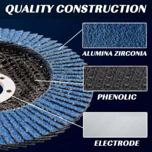 Pukamam 24 Pack Flap Discs 4 1/2 for Angle Grinder Grit 40 60 80 120 Type 29 Zirconia Grinding Wheel for Wood Metal Sanding