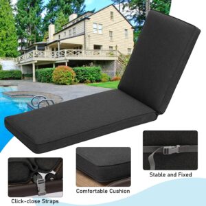 BPS Outdoor Lounger Cushion 72''L x 22''W x 3.5”H Patio Furniture Chair Seat Cushion Olifen Fabric Slipcover Sponge Foam - Set of 2