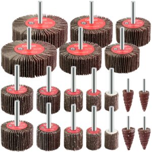 pukamam 20 pcs flap wheel sander set 80 grit sanding wheel for drill 1/4" shank for metal wood