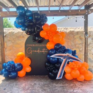 Orange and Black Balloons Arch Garland Kit, 134pcs Black Orange Halloween Balloons with Different Size for Graduation, Halloween, Harley Davidson Decorations